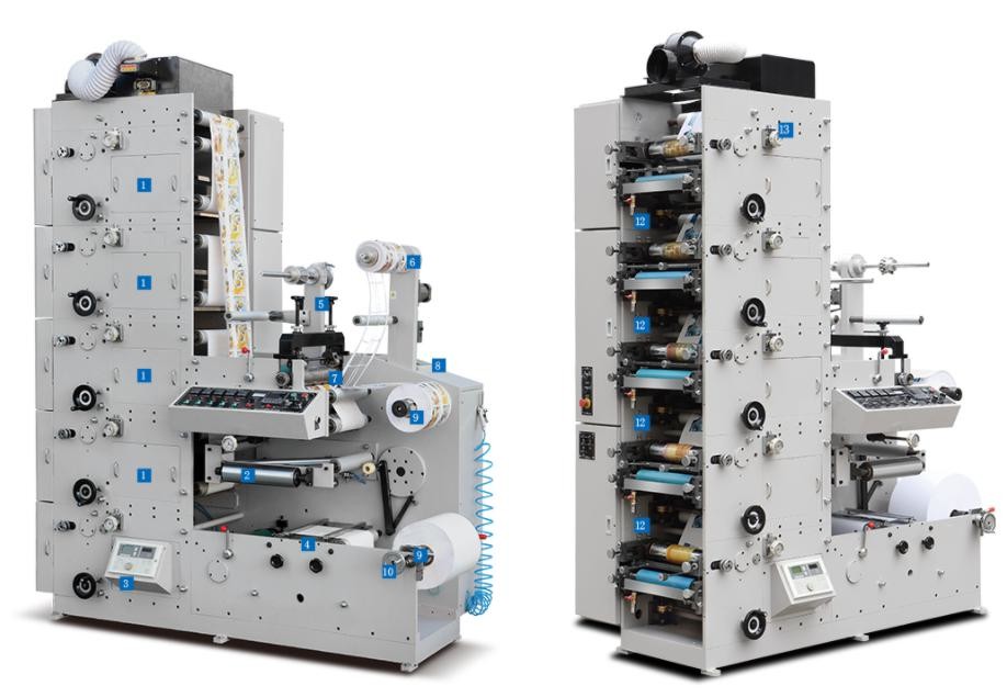 6Colors 60m/Min Flexo UV Label Adhesive Printing Machine